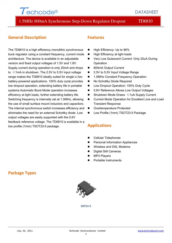 TD6810D datasheet page 1