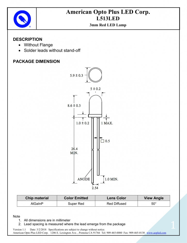 L513LED datasheet page 1