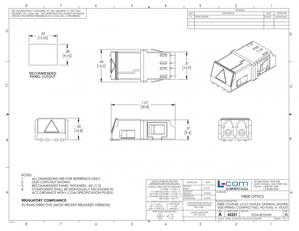 FOA-810-HVI technical drawing preview