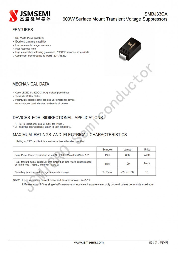 SMBJ33CA-JSM datasheet page 1
