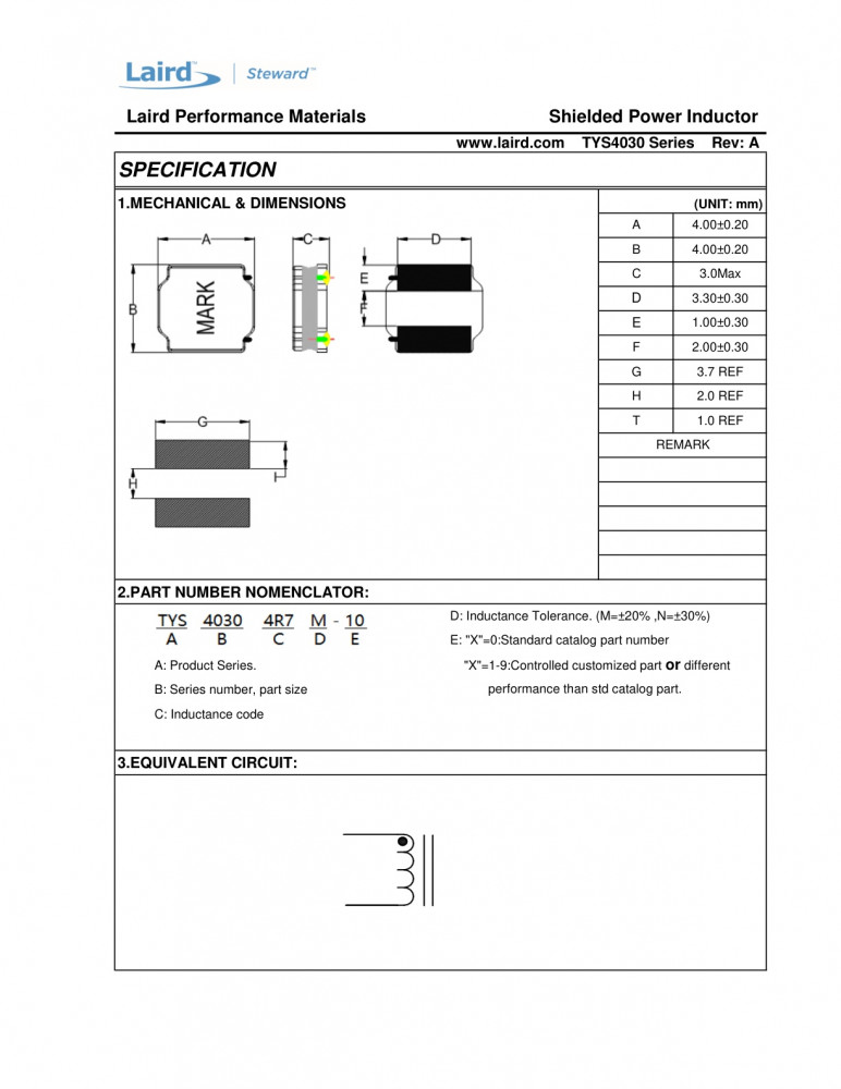 Laird TYS4030 datasheet page 2