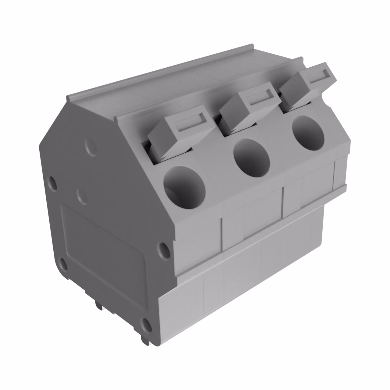 7.50mm Pitch, Eurostyle Fixed-Mount Push-Button Terminal Block, 45° Modular Luminaire, 10A, 26-14 AWG, Light Gray, 3 Circuits for sale