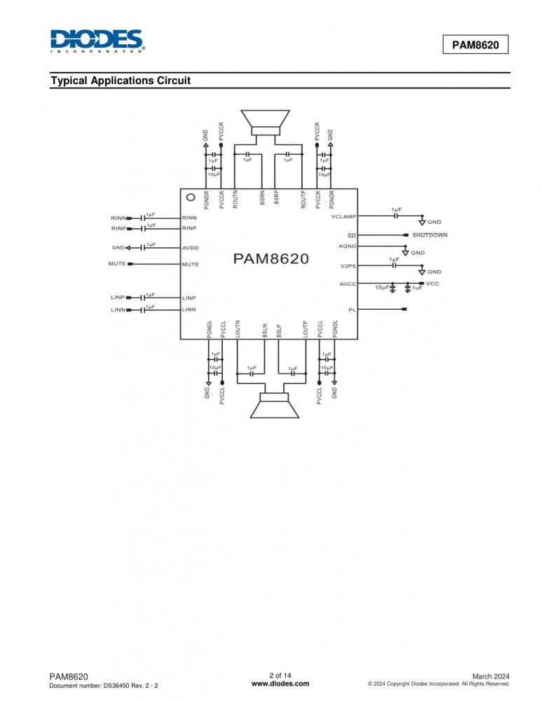 PAM8620TR datasheet page 2