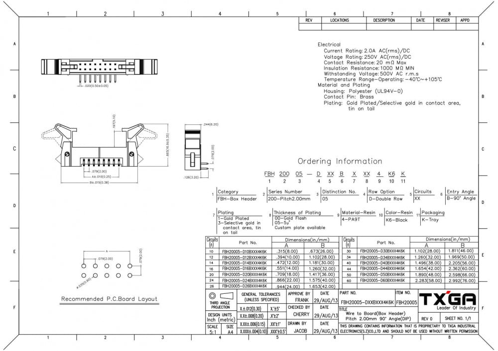 TXGA FBH20005-D12B1004K6K technical drawing preview