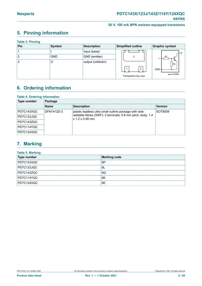 PDTC114YQCZ datasheet page 2
