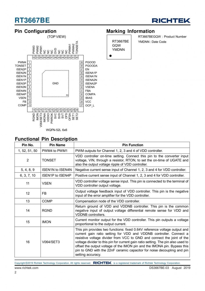 RT3667BE datasheet page 2