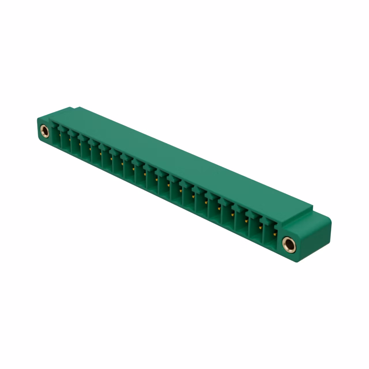 3.50mm Pitch Eurostyle Right-Angle PCB Header, with Threaded Retention Inserts, Green Housing, Gold (Au) Plated, 19 Circuits for sale