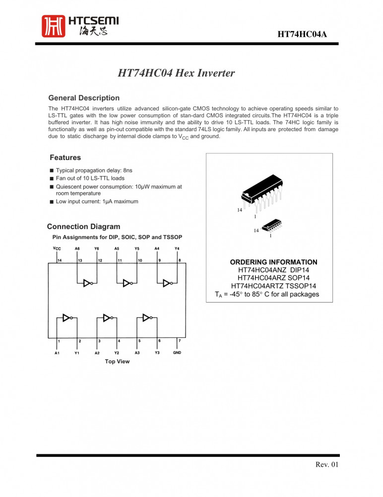HT74HC04 datasheet page 1