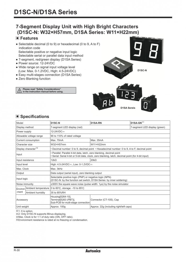 D1SC/D1SA Series document page 1