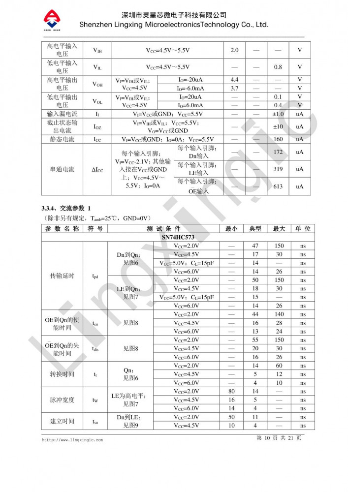 SN74HC573 datasheet page 10