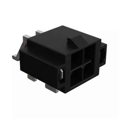 Mini-Fit Max Right Angle Header, Dual Row, Surface Mount, 4 Circuits, Matte Tin (Sn) Plating, Black, Glow-Wire Capable, Tape and Reel for sale