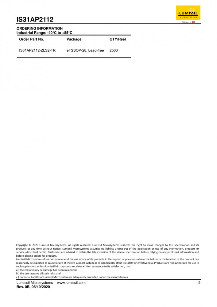 IS31AP2112 datasheet page 5