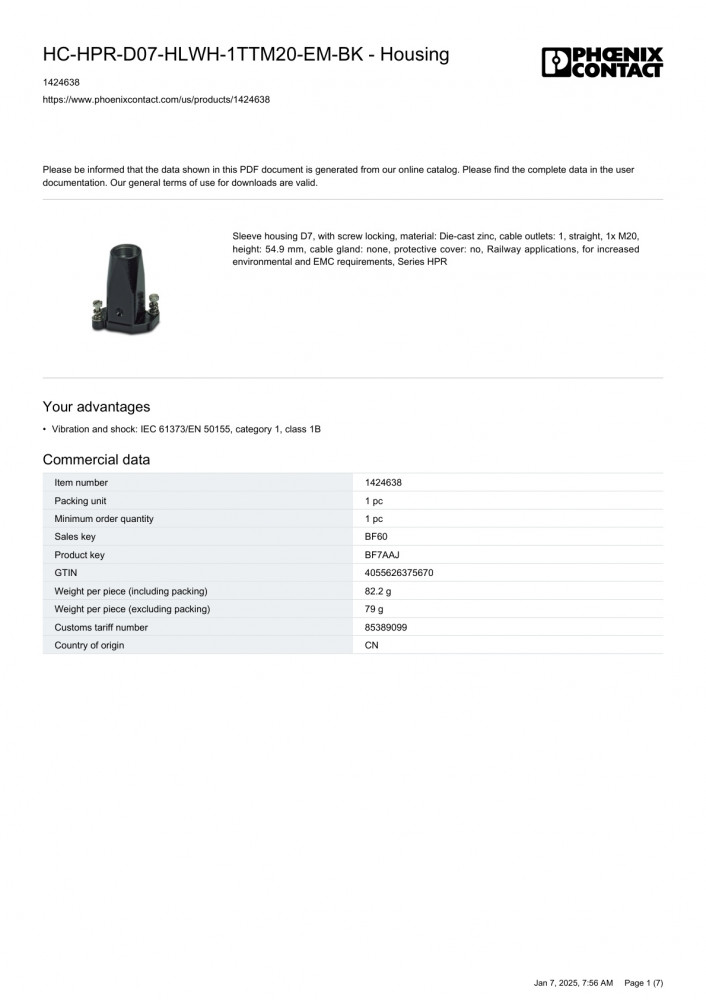 Phoenix Contact 1424638 datasheet page 1