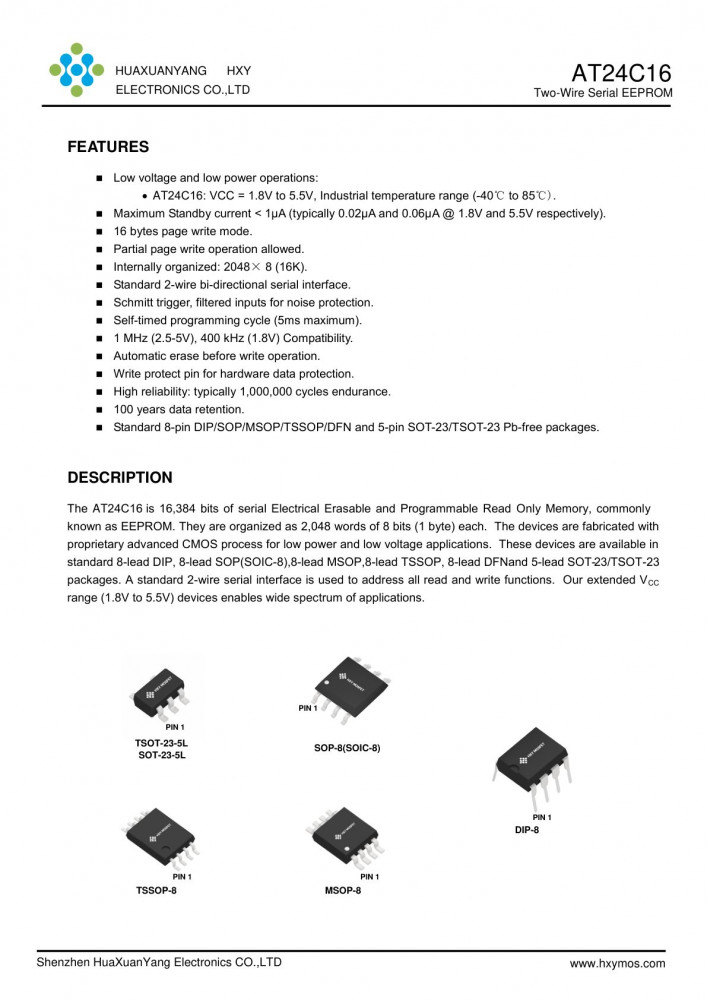 AT24C16 datasheet page 1