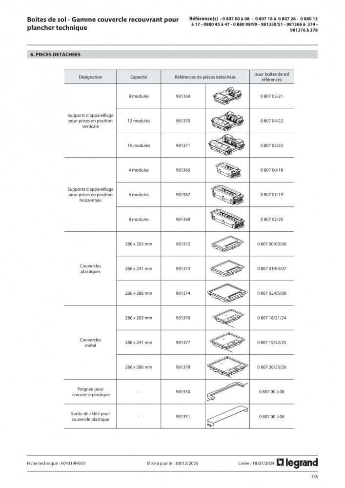 Legrand technical-floor floor-box documentation, page 7