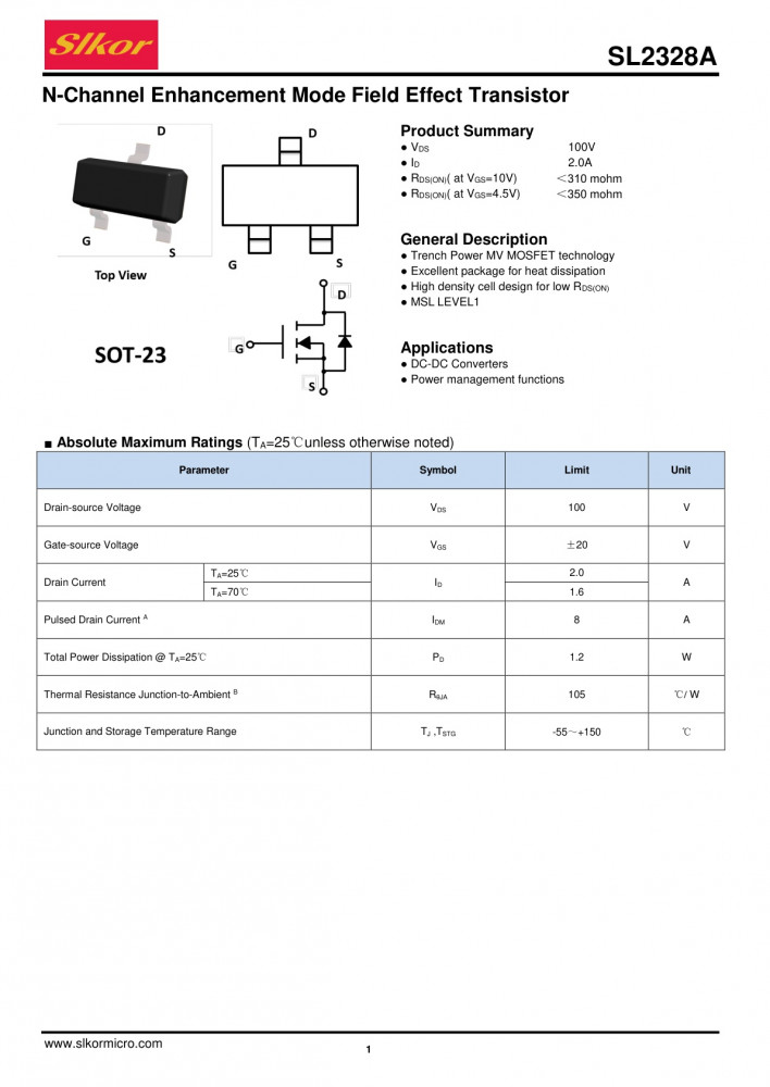 SL2328A datasheet page 1