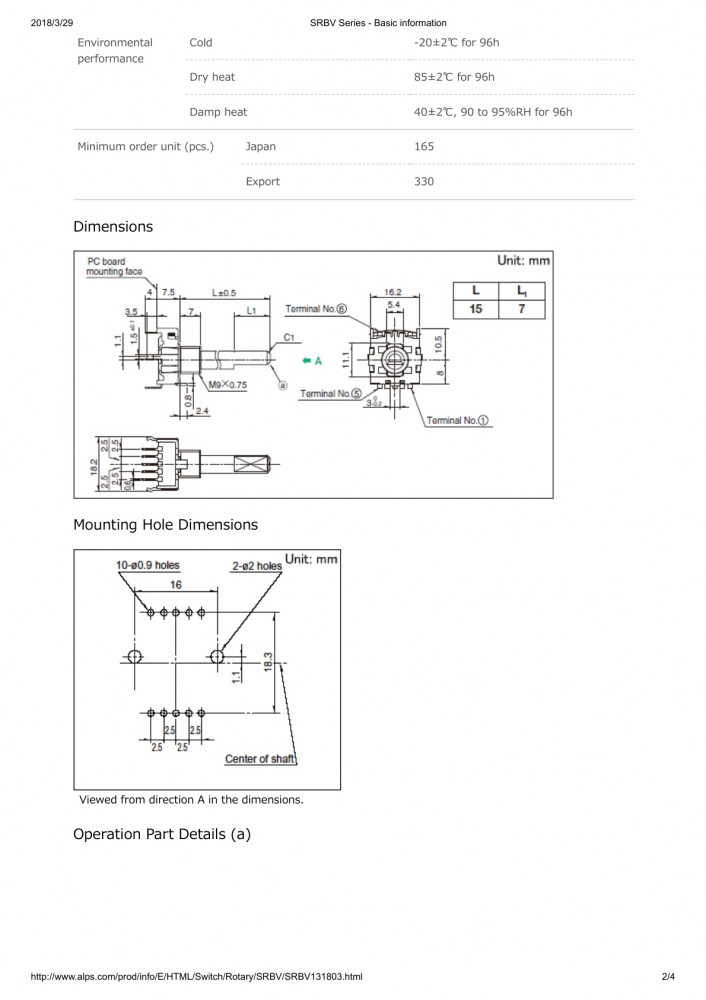 SRBV131803 mounting hole dimensions