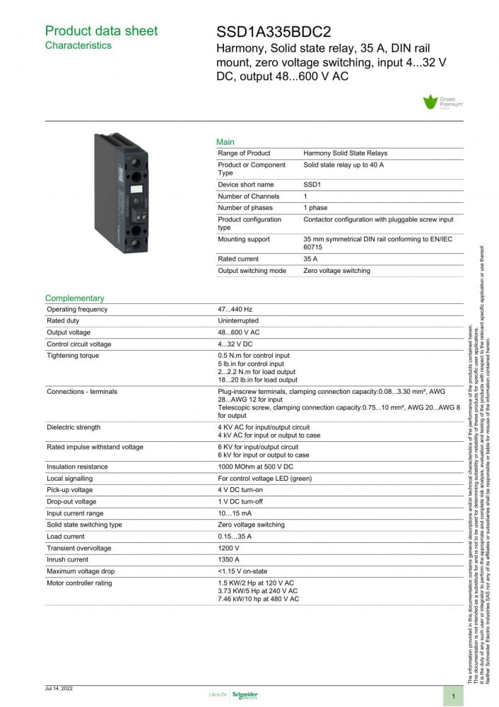 SSD1A335BDC2 technical document page 1