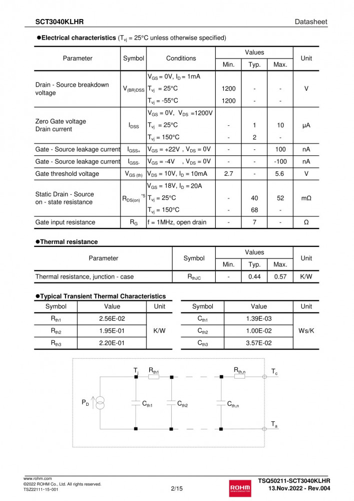 SCT3040KLHRC11 datasheet preview, page 2