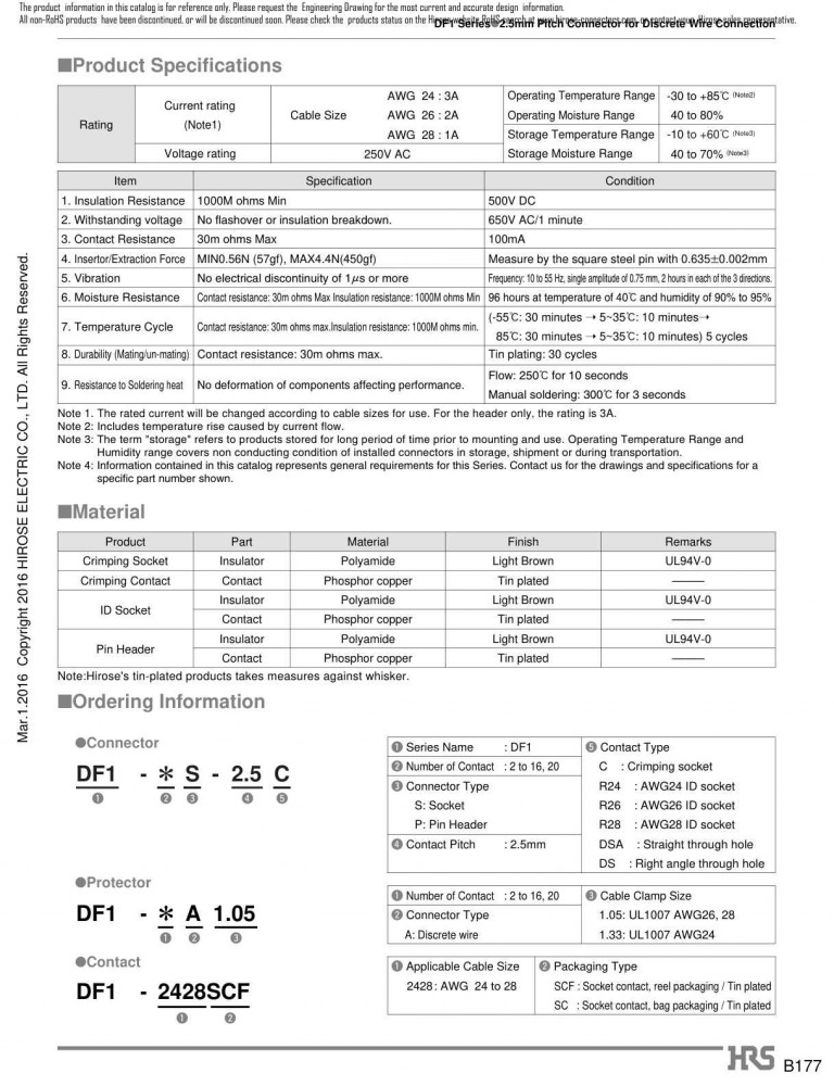 HRS DF1 Series datasheet page 2