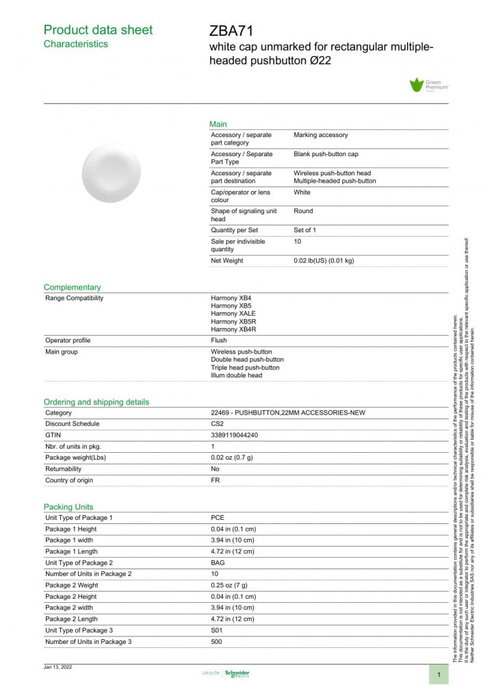 ZBA71 technical document page 1