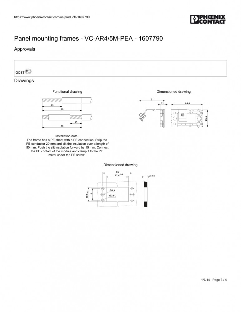 Phoenix Contact 1607790 dimensioned drawing