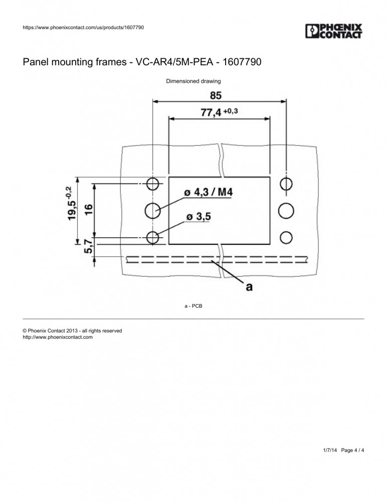 Phoenix Contact 1607790 installation note