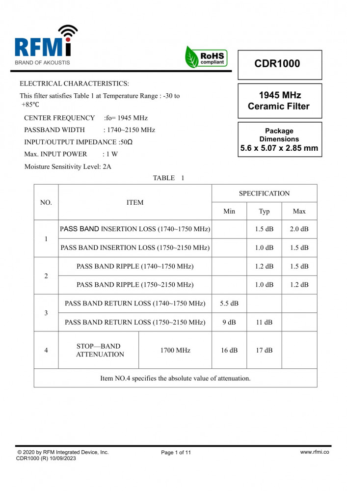 CDR1000 technical document page 1