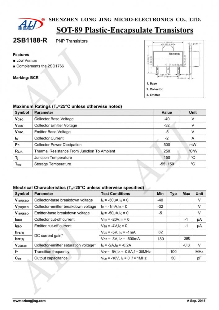 2SB1188-R technical document page 1