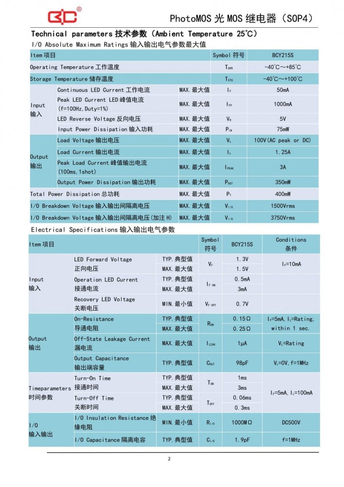 BCY215S datasheet page 2