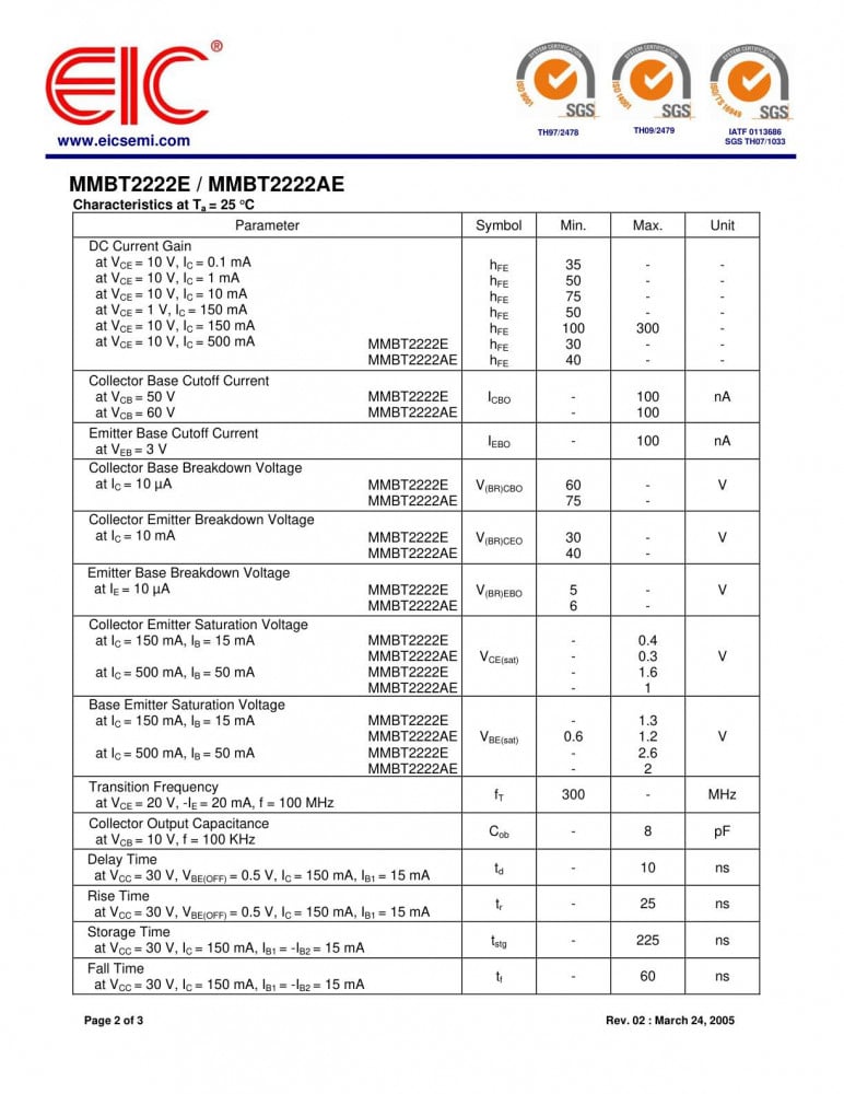 MMBT2222AE datasheet page 2