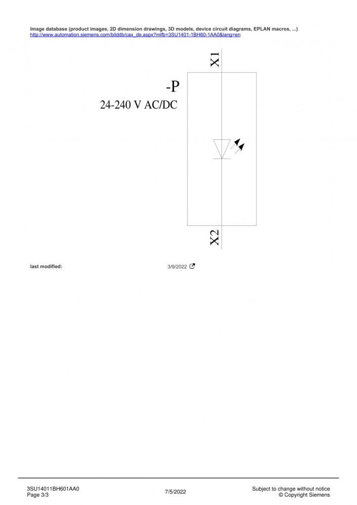 Technical document page 3 for the LED module