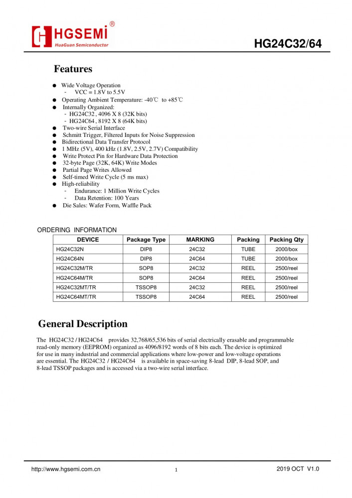 HG24C32M/TR datasheet page 1