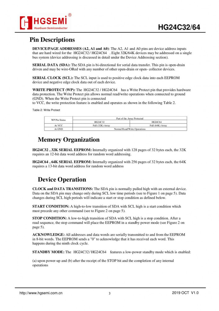 HG24C32M/TR datasheet page 3