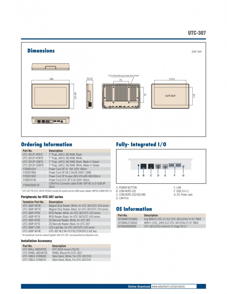 UTC-307J technical document page 2