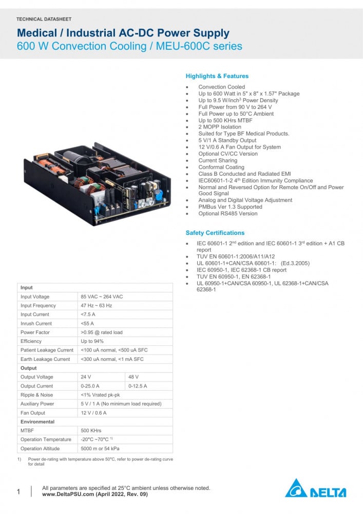 MEU-600C datasheet page 1