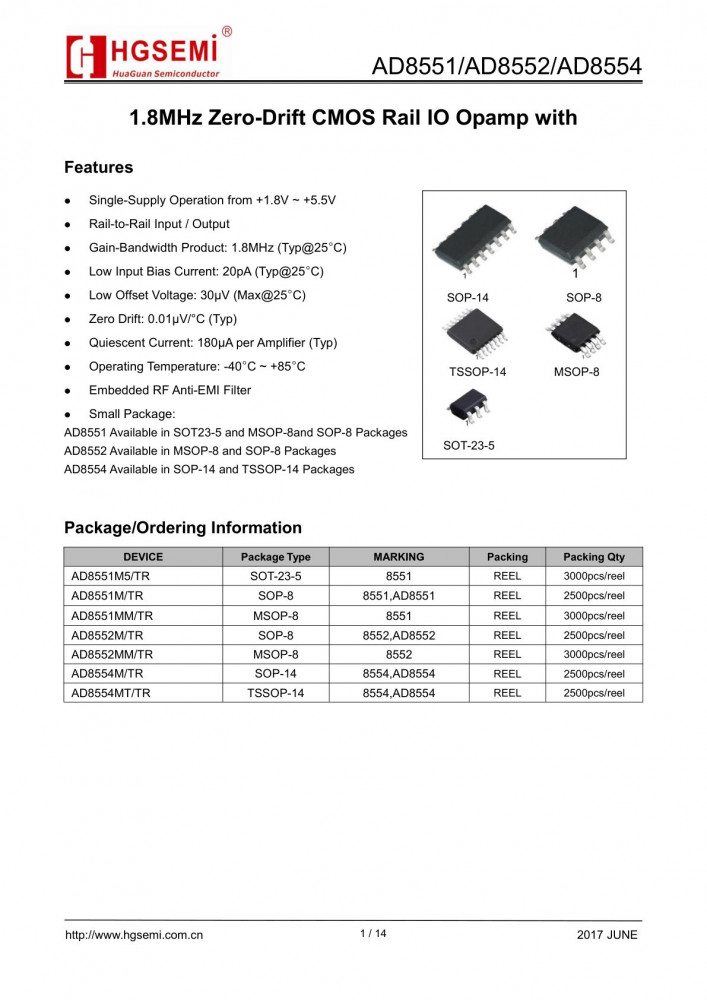 AD8554M/TR datasheet page 1