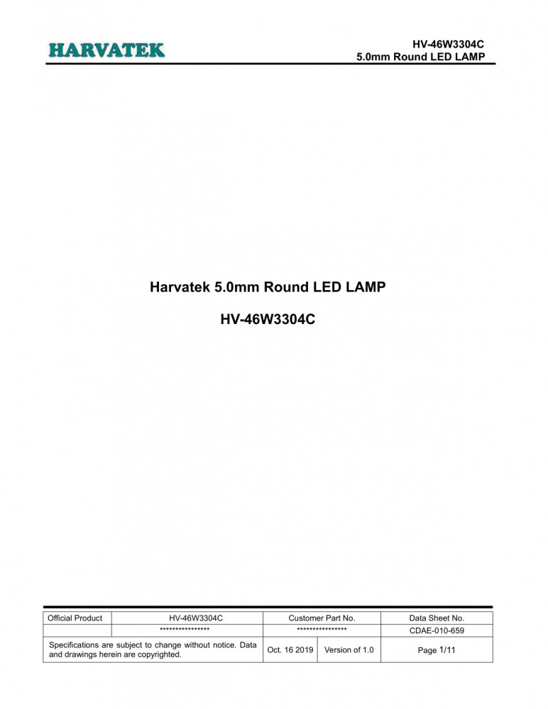 HV-46W3304C datasheet page 1