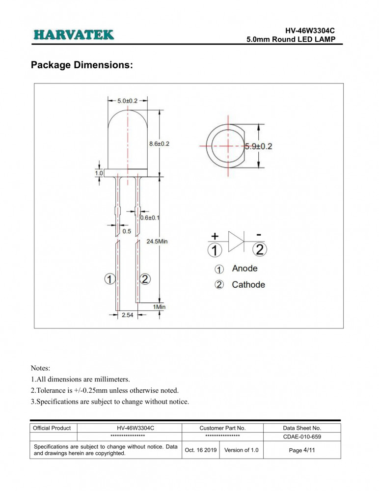 HV-46W3304C datasheet page 4