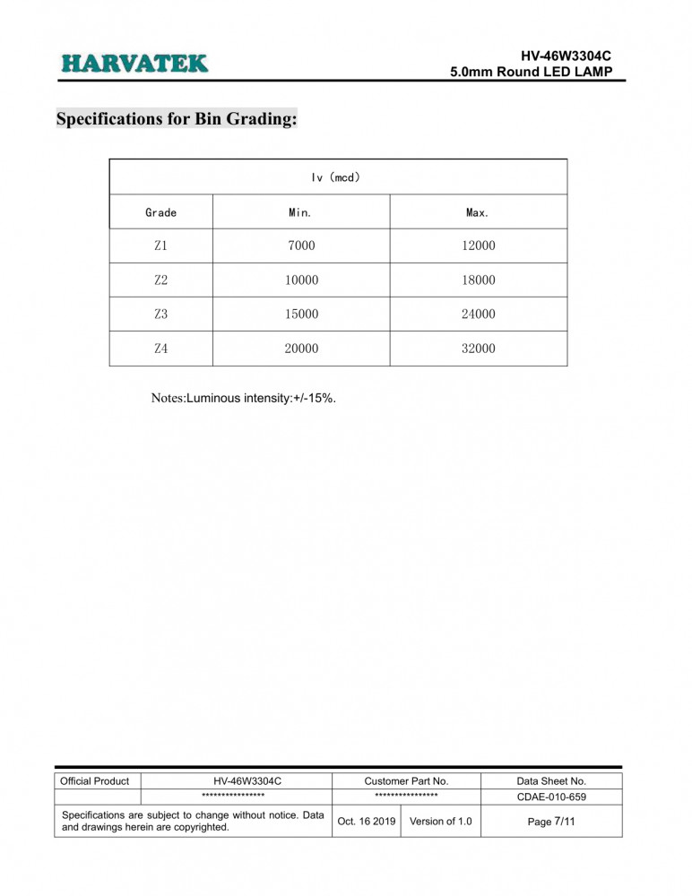 HV-46W3304C datasheet page 7