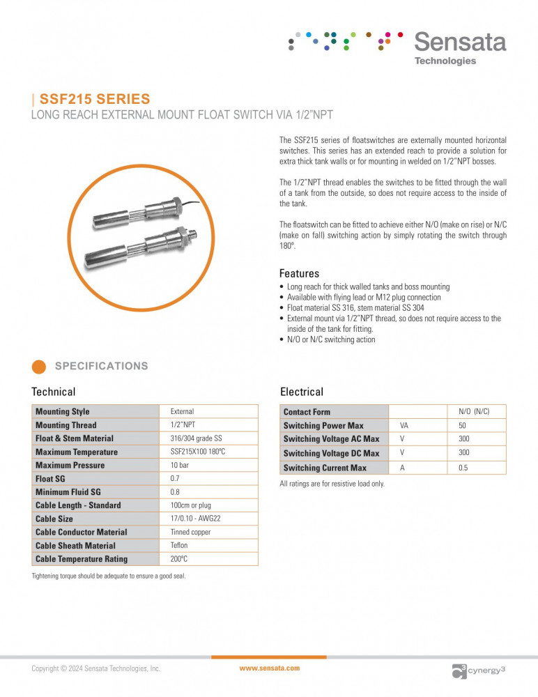 SSF215 series technical document, page 1