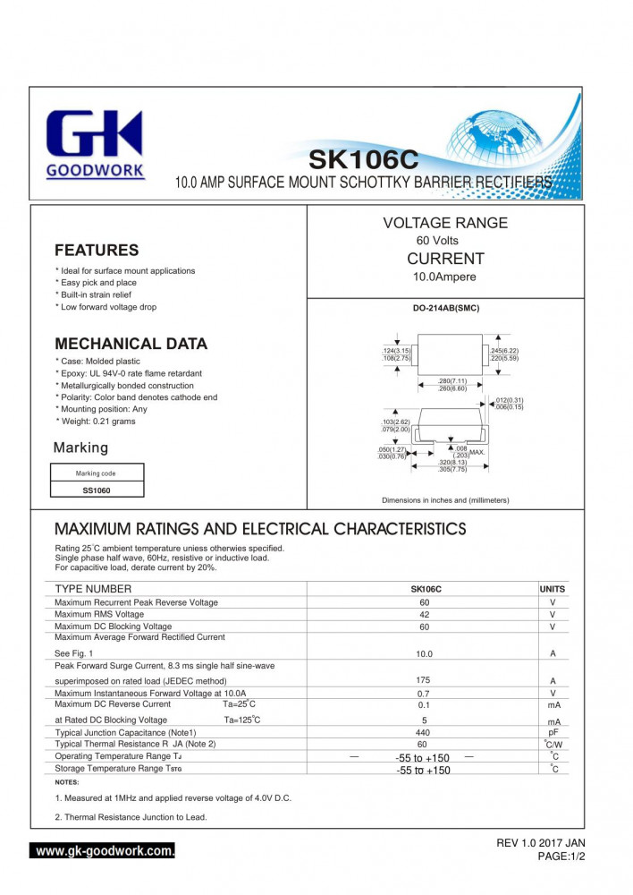GOODWORK SK106C datasheet page 1