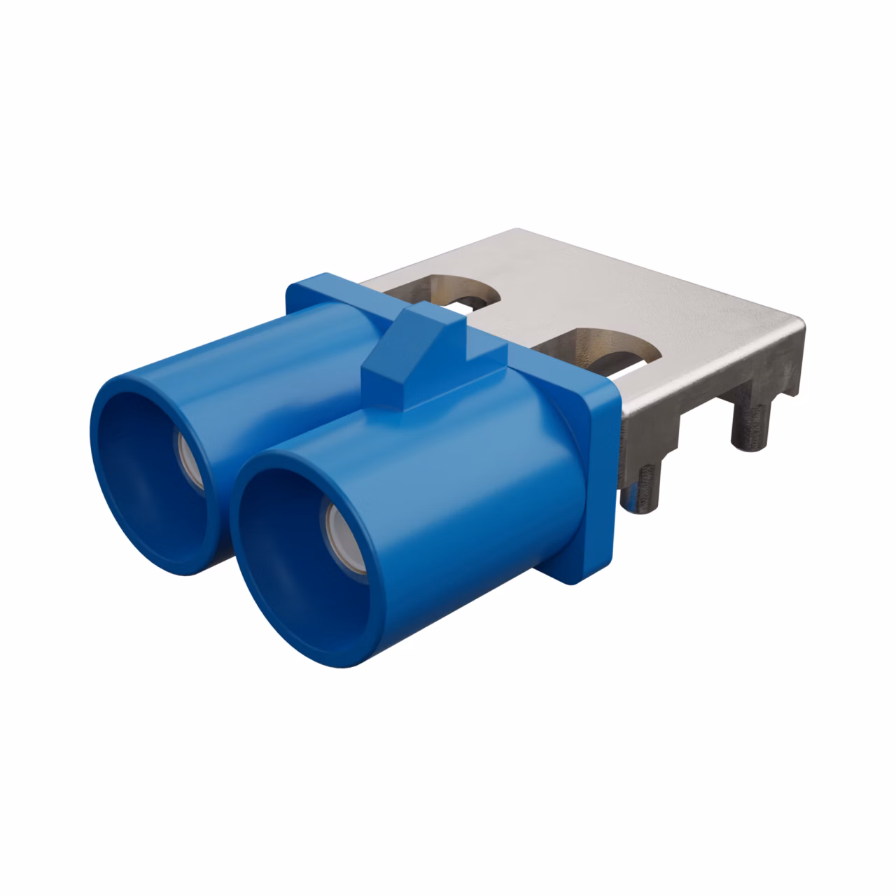 FAKRA Jack, Dual, Right-Angle, PCB Receptacle, End Launch, Die Cast Body, Tin (Sn) Plated, Keying Code Z,  Water Blue, 50 Ohms for sale
