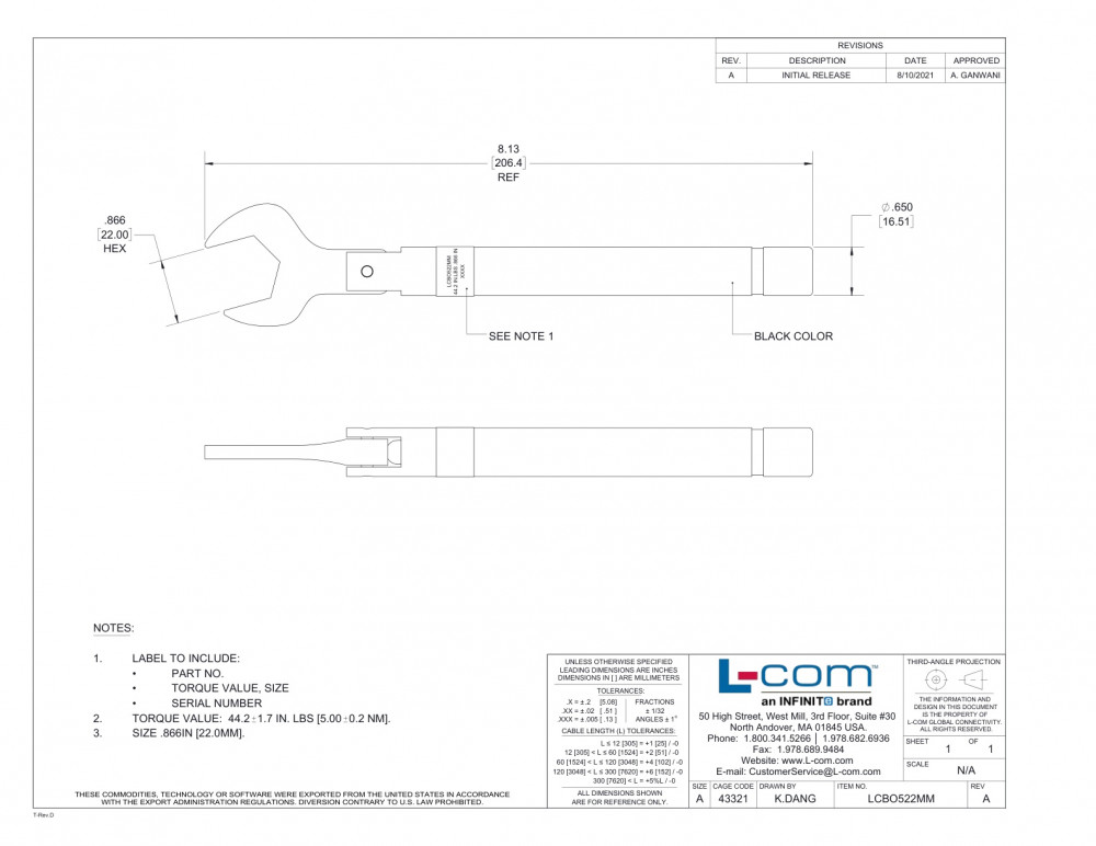 L-com LCBO522MM technical drawing preview