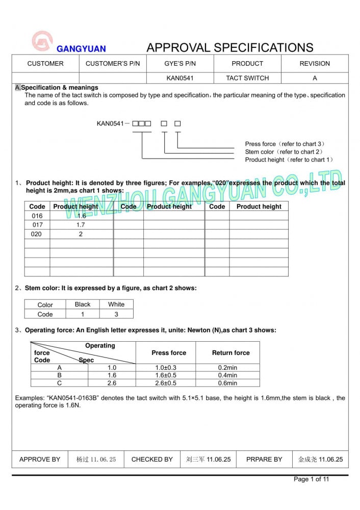 KAN0541 approval specification page 2