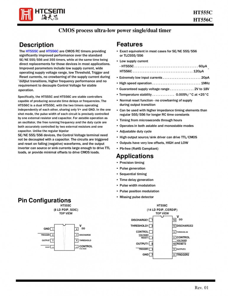 HT556CRZ datasheet page 1