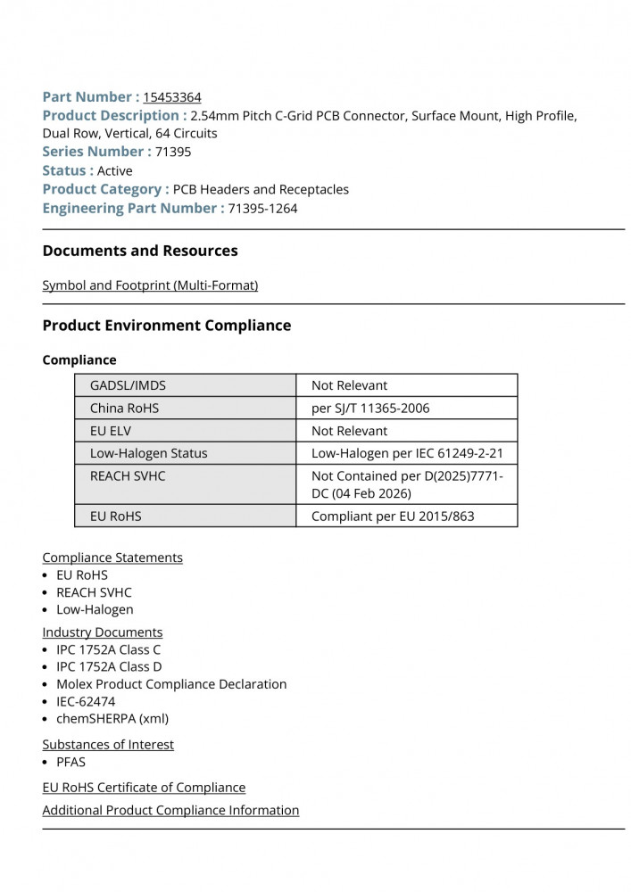 MOLEX 15453364 technical document image 1