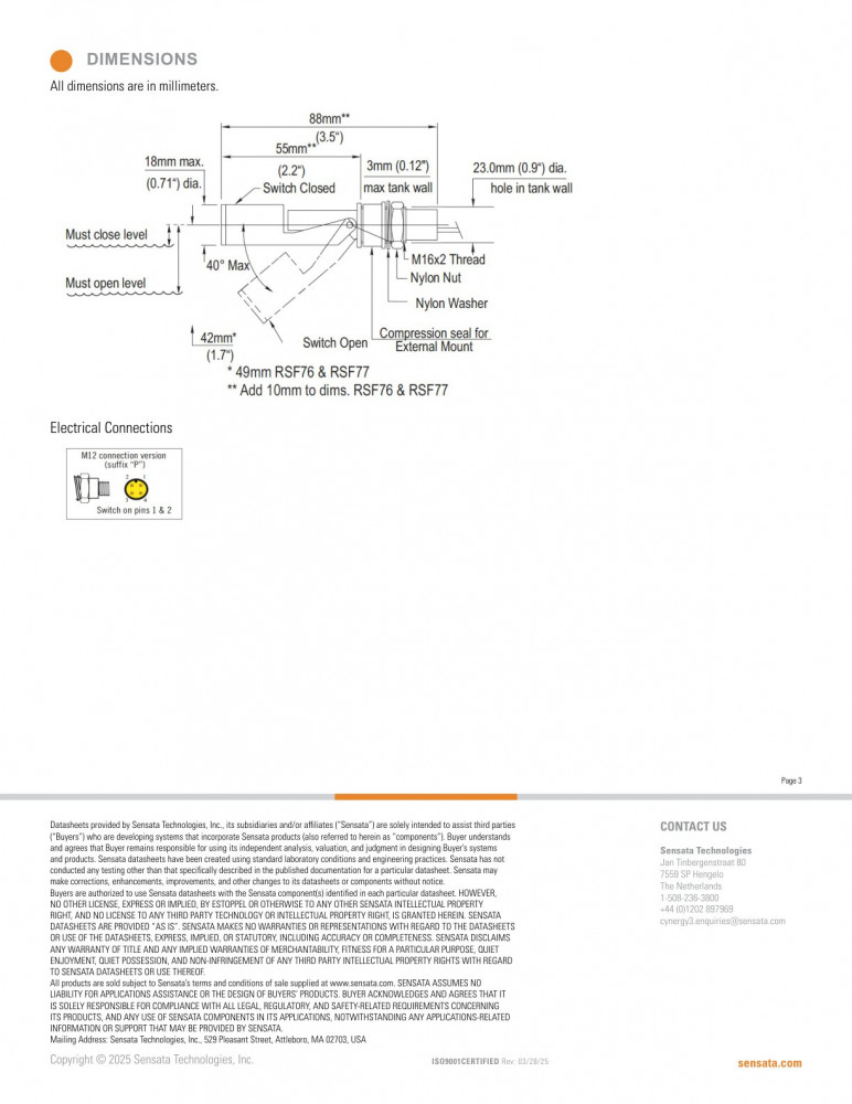 RSF70 series technical document page 3