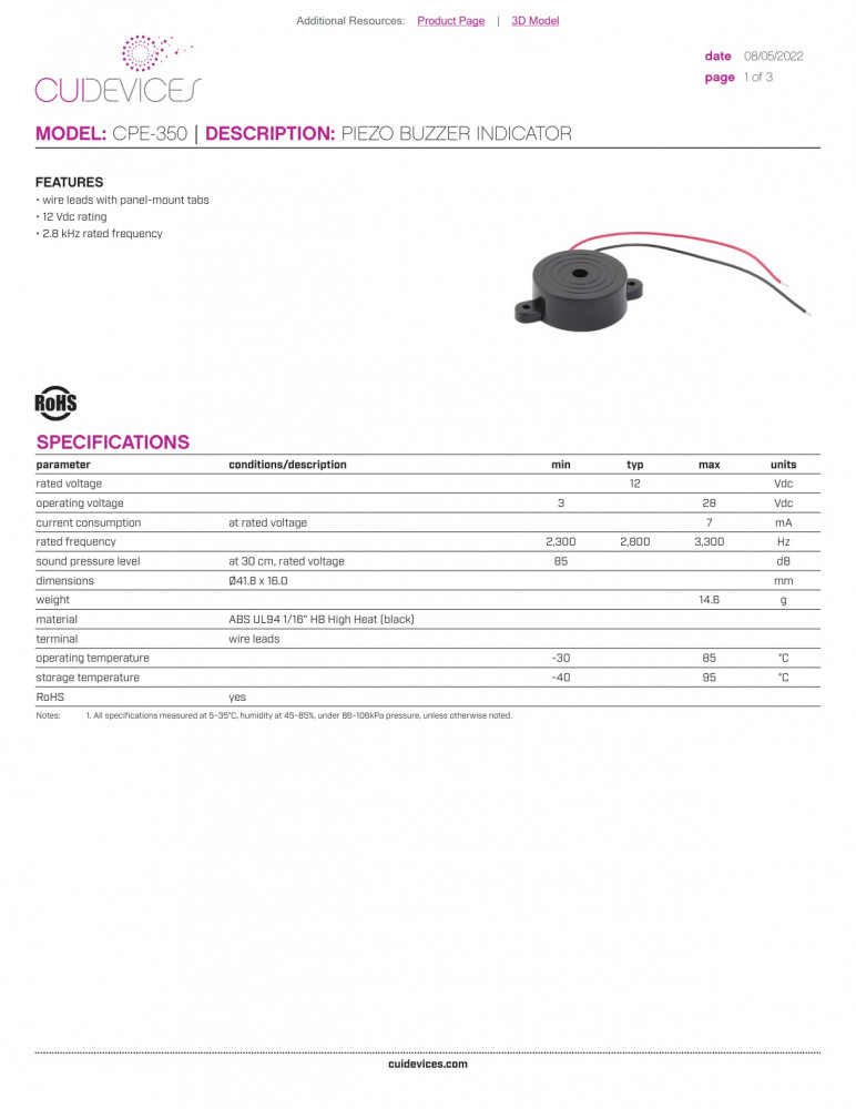CPE-350 technical document page 1