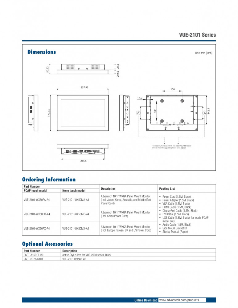 ADVANTECH VUE-2101 technical document page 2